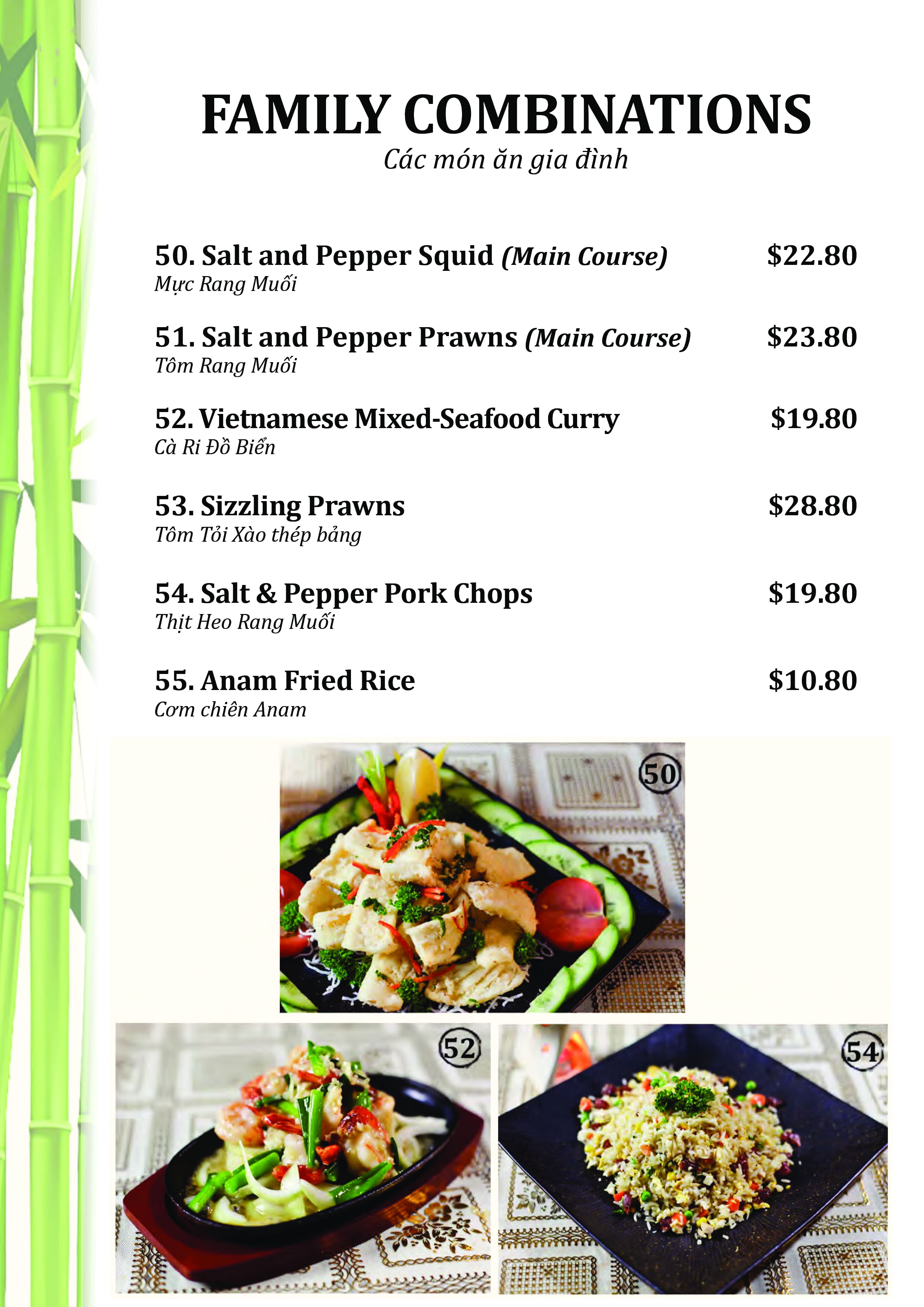 Menu at Anam Restaurant, Bathurst