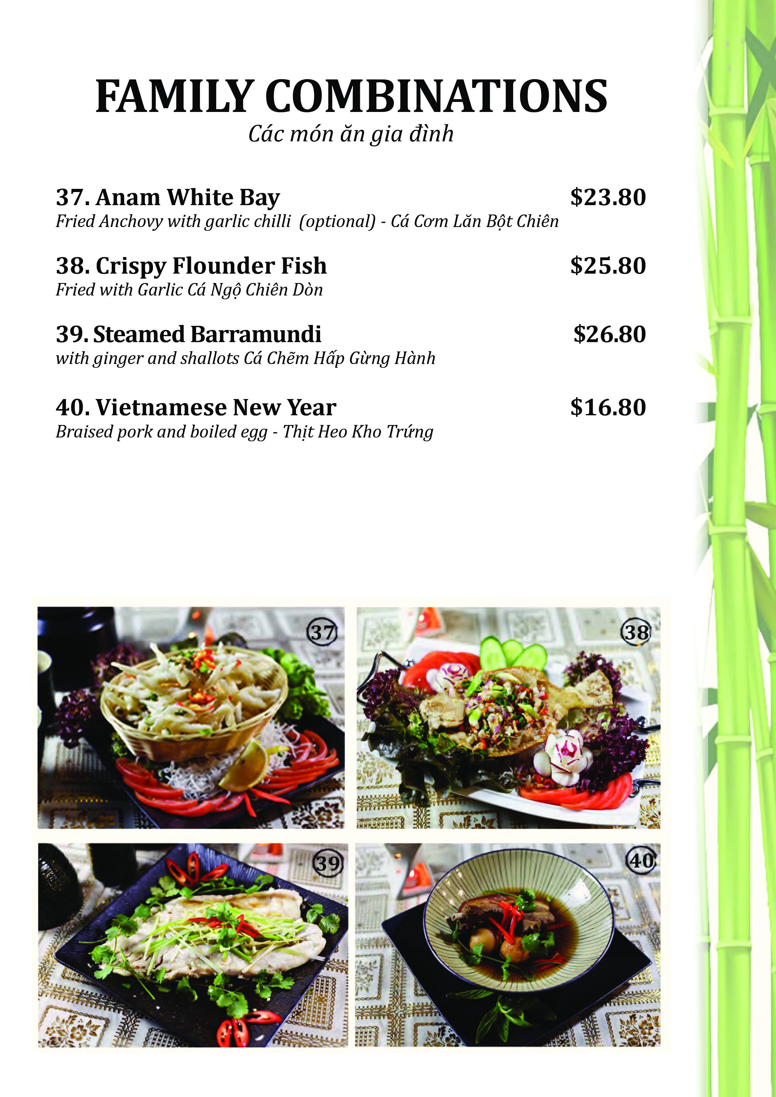 Menu at Anam Restaurant, Bathurst