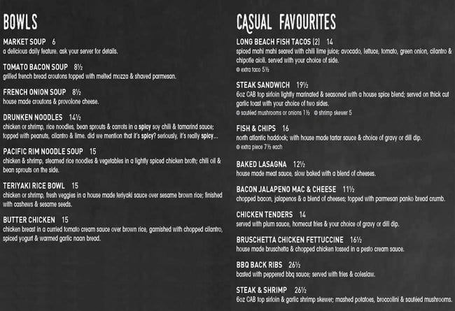 Menu at Original Joe's pub & bar, Edmonton, Rabbit Hill Rd NW