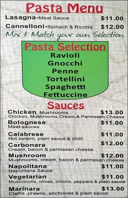 Menu at Don Luigi's Pizza e Spaghetti Bar, Gladstone Park