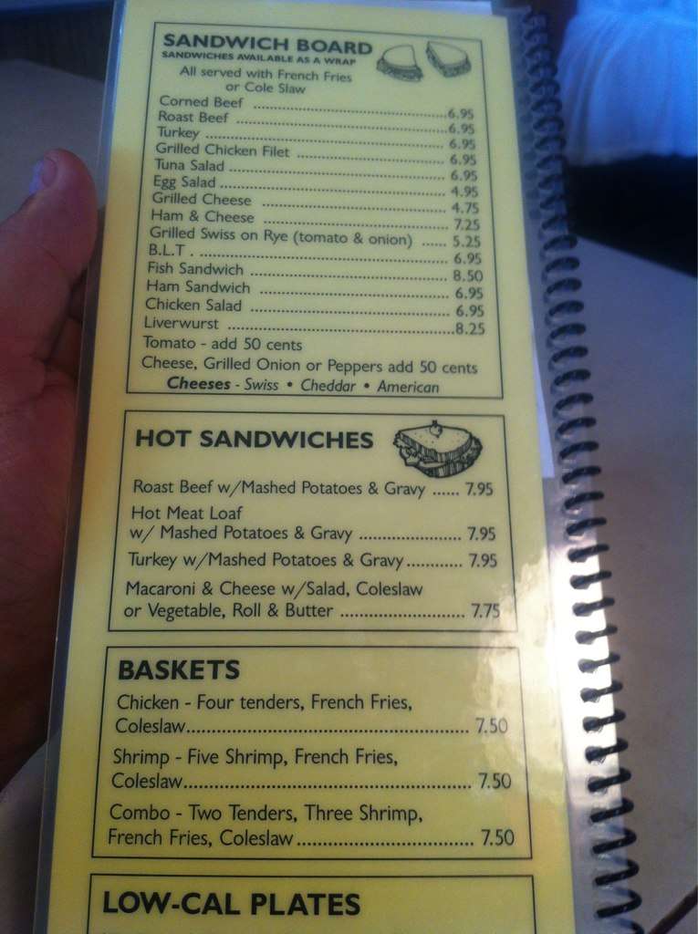 Menu at Sande's Restaurant, Delray Beach