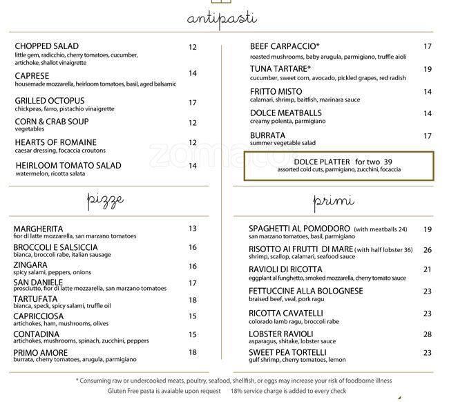 Menu at The Regent Cocktail Club, Miami Beach