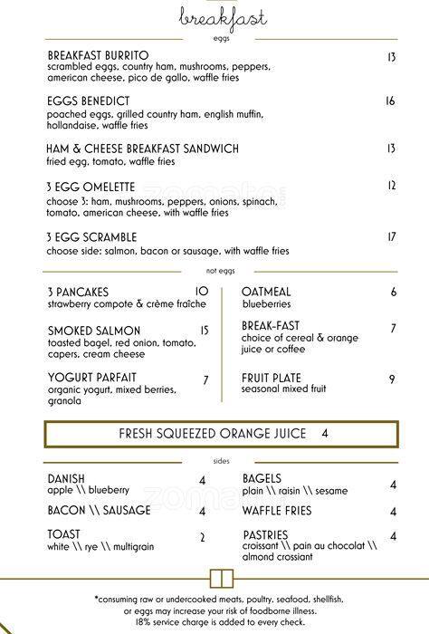 Menu at The Regent Cocktail Club, Miami Beach