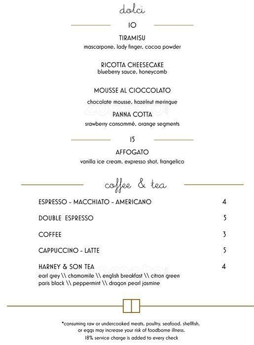 Menu at The Regent Cocktail Club, Miami Beach