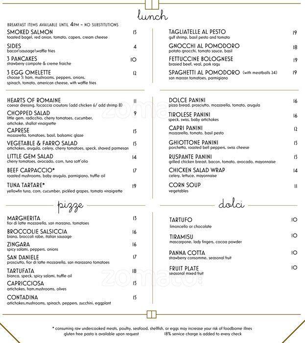 Menu at The Regent Cocktail Club, Miami Beach