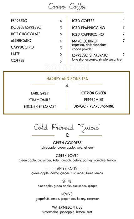 Menu at The Regent Cocktail Club, Miami Beach