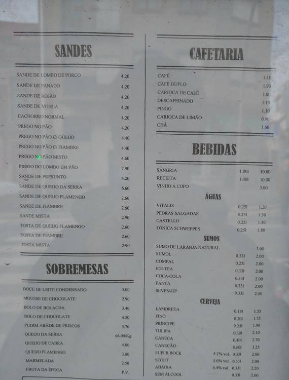 Menu at PAJÚ restaurant, Porto