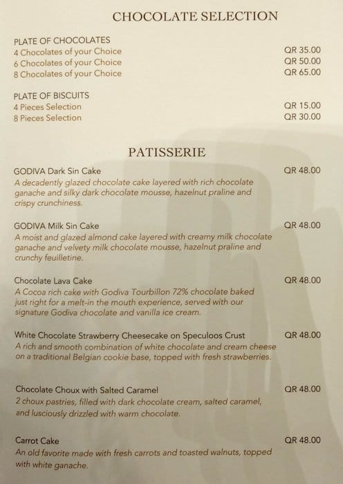 godiva store menu