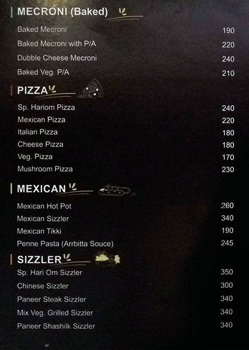 Menu at Hari Om Restaurant, Ahmedabad, 2/3