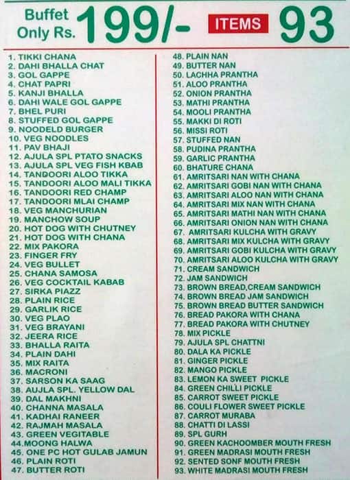 Menu of Pawan Aujla Restaurant, Rajguru Nagar, Ludhiana