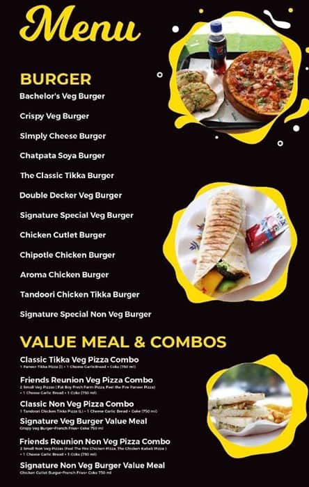 Menu of BURGER on the way, Sector 40, Gurgaon