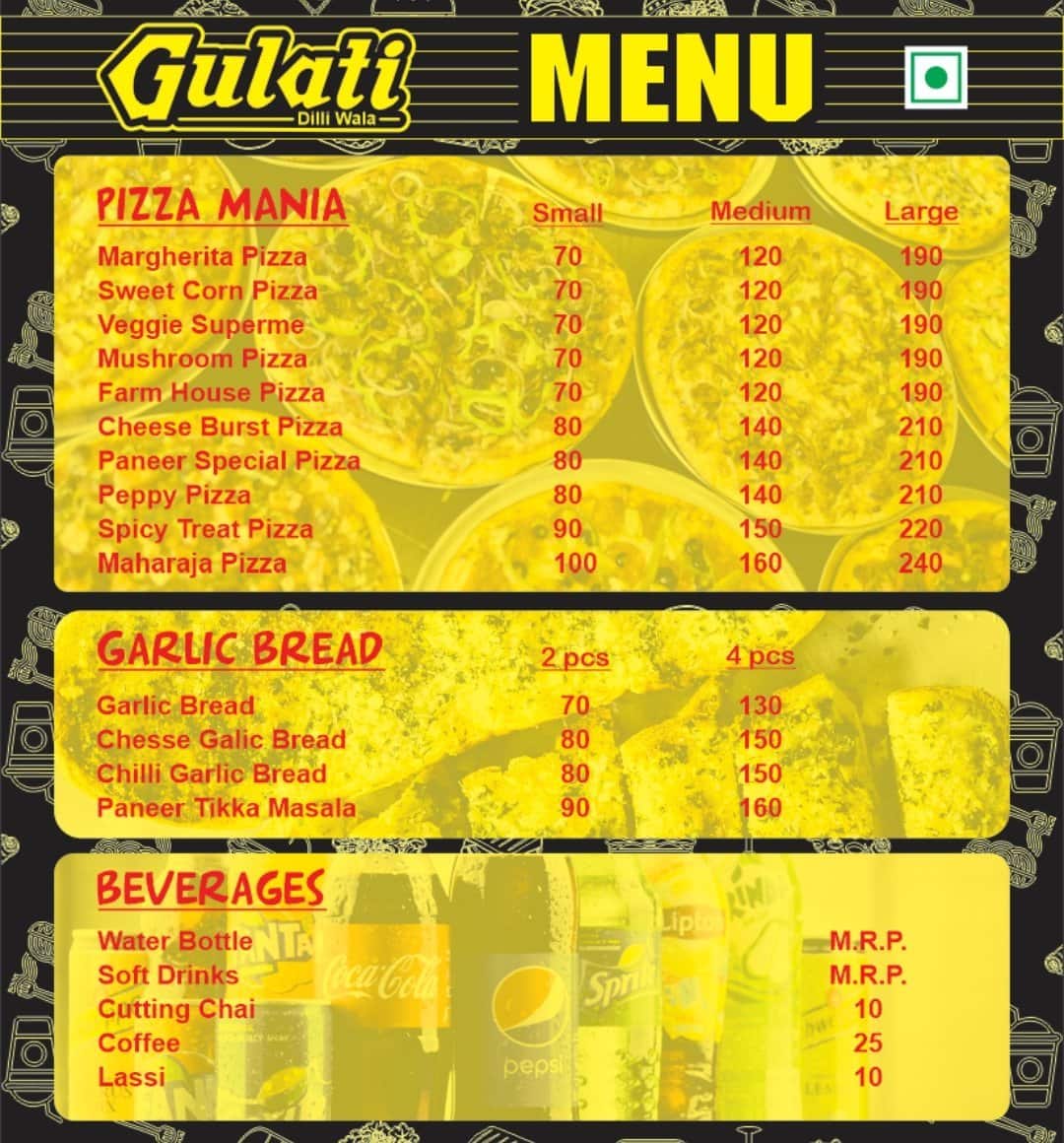 Menu of Gulati Dilli Wala, NIT, Faridabad