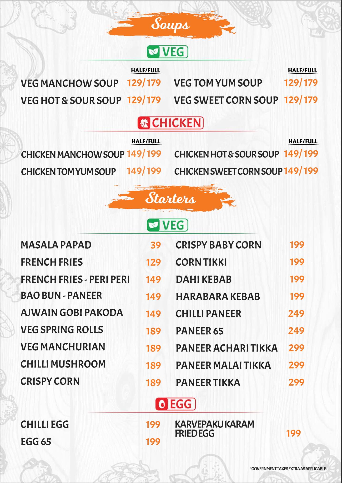 Menu of Delicia, Madhapur, Hyderabad