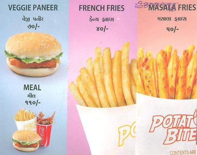 Menu at Potato Bites, Surat