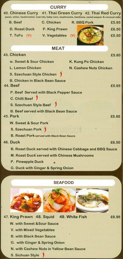 Carta de TATAMI Chinese Restaurant, Londres