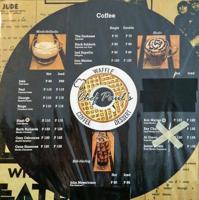 Menu at Chef Paul's cafe, Quezon City, 15 Visayas Ave