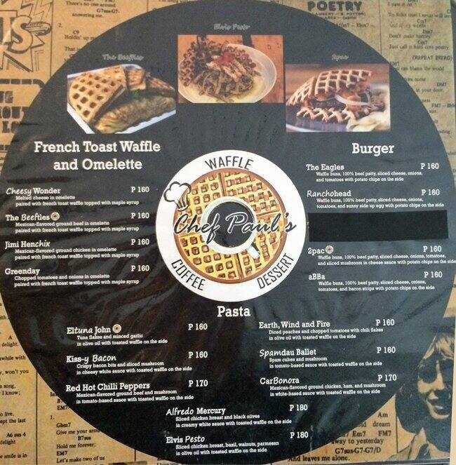 Menu at Chef Paul's cafe, Quezon City, 15 Visayas Ave