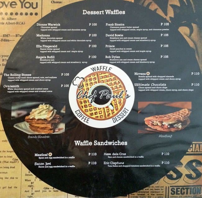 Menu at Chef Paul's cafe, Quezon City, 15 Visayas Ave