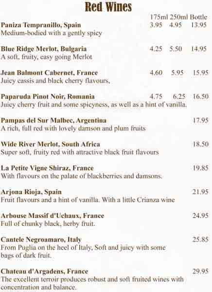 Menu at Annies restaurant, Manchester, 5 Old Bank St