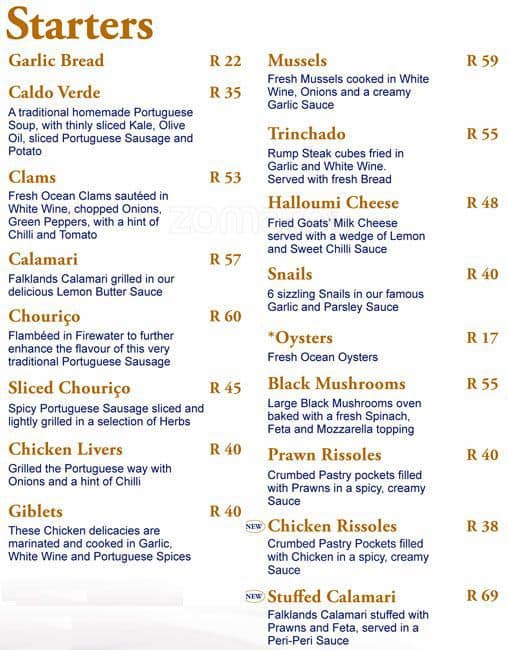Menu at Adega Ridge Road - Durban restaurant, Durban, 534 Peter Mokaba ...