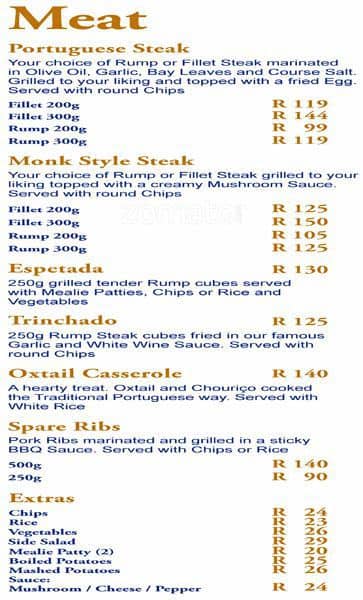 Menu at Adega Ridge Road - Durban restaurant, Durban, 534 Peter Mokaba ...