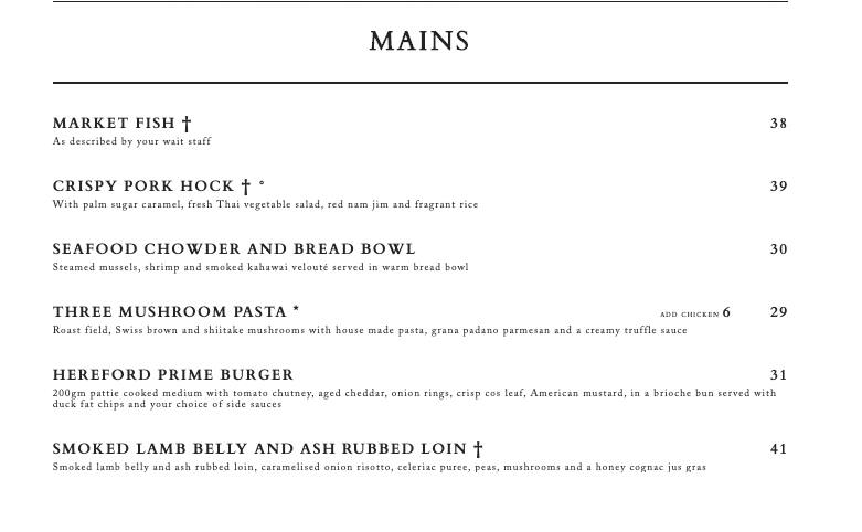 Menu at Bluestone Steakhouse, Hamilton