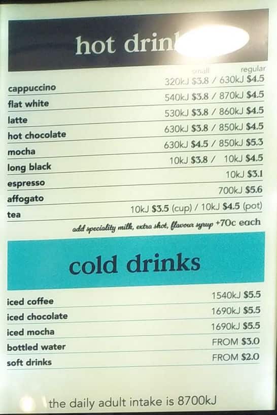 Menu at Gelatissimo Watsons Bay restaurant, Watsons Bay