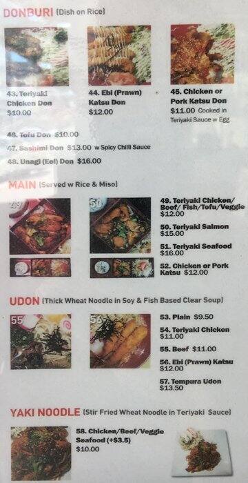 Menu at Kanzo restaurant, Parramatta