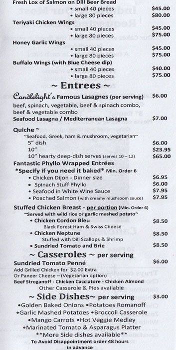 Menu at Candlelight Cuisine Bistro cafe, Surrey, 16 Ave