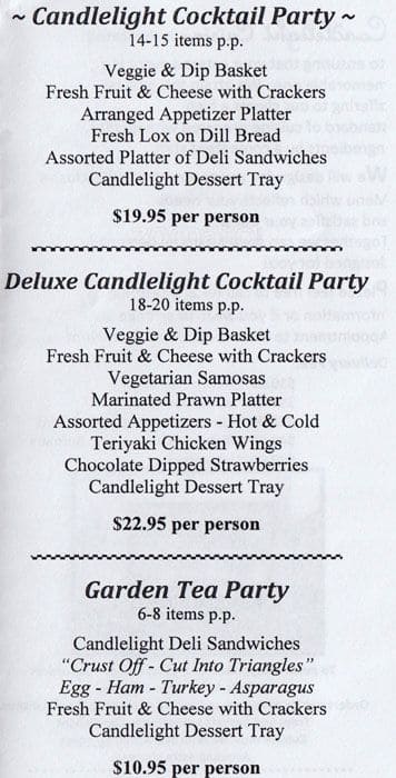 Menu at Candlelight Cuisine Bistro cafe, Surrey, 16 Ave
