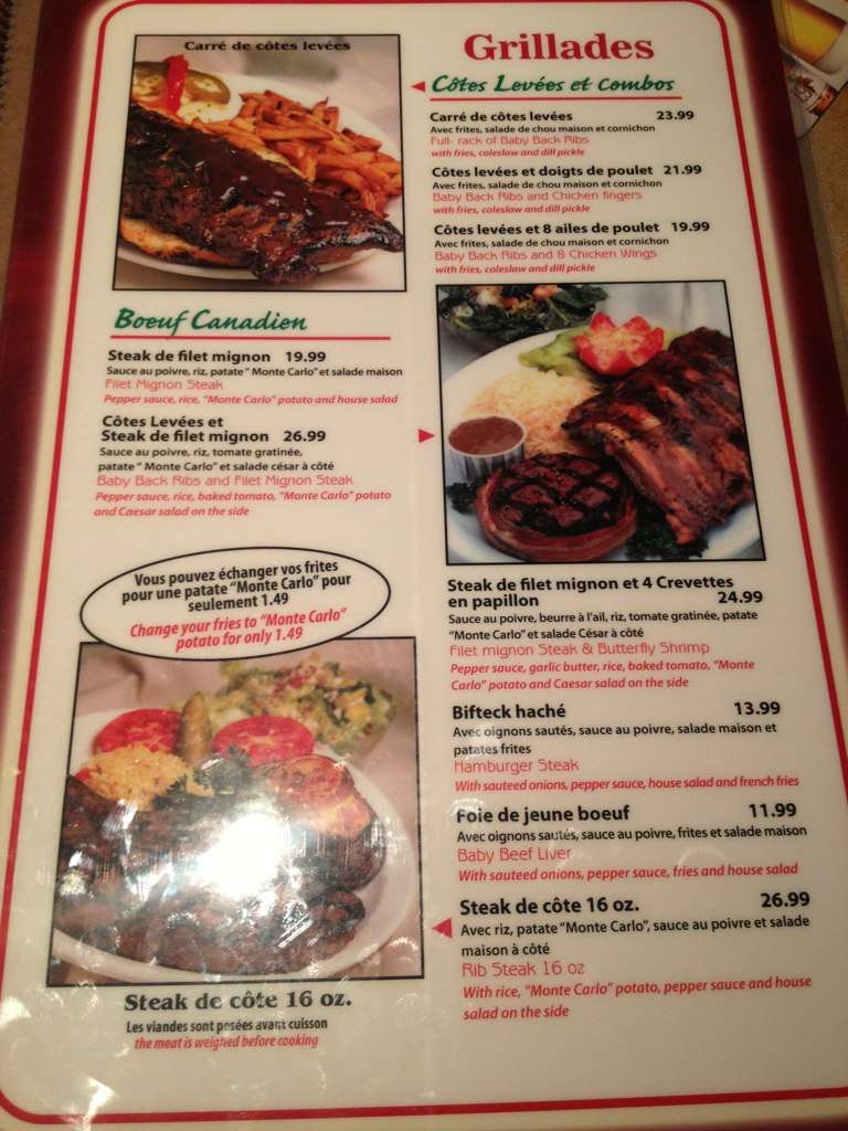 Menu at Barbies Resto Bar Grill, Dorval, 15 Boul. Bouchard