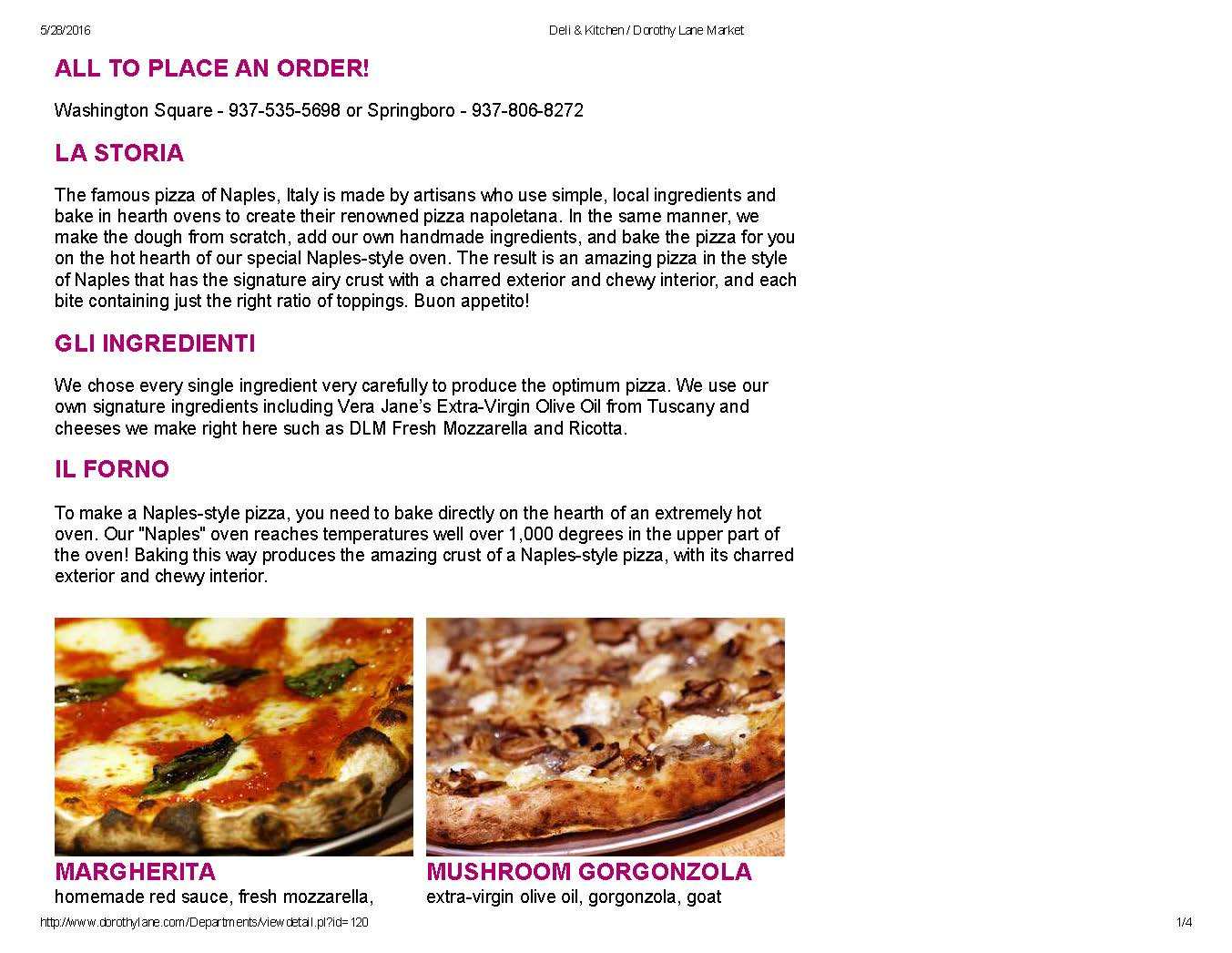 Menu at Dorothy Lane Market restaurant, Dayton, 6177 Far Hills Ave