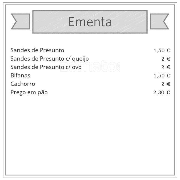 Menu em Serena café, Senhora da Hora