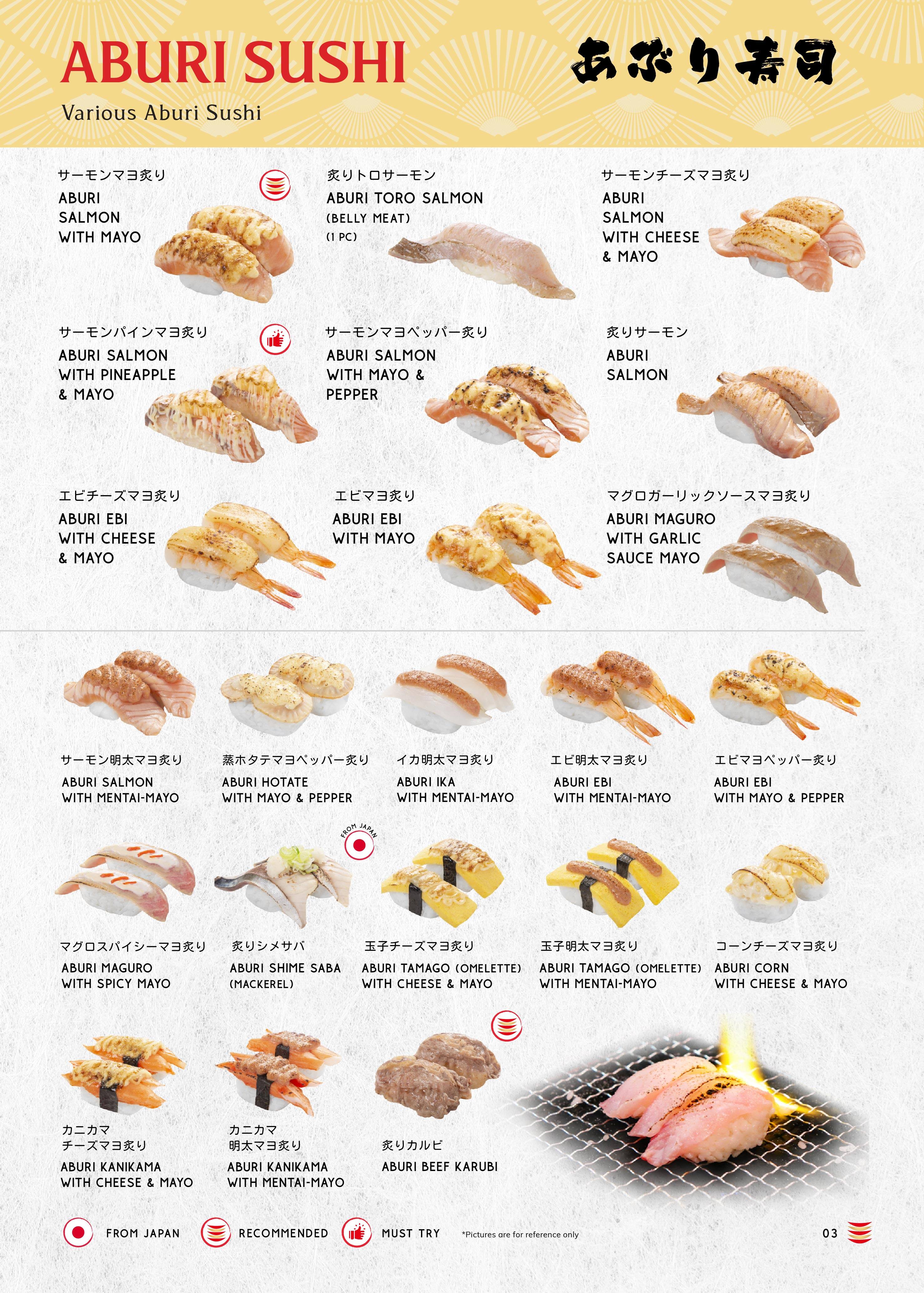 Menu at Kappa Sushi restaurant, West Jakarta