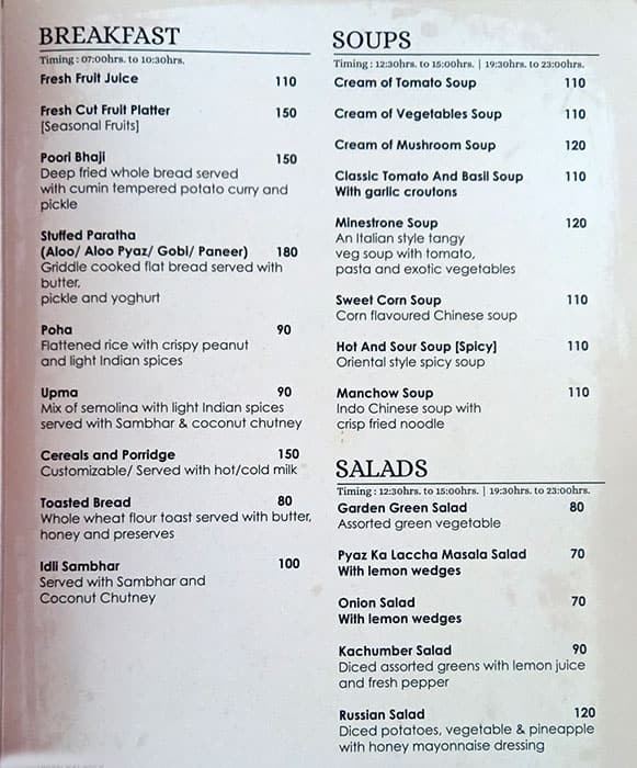 Menu of Foodasia, Chitrakoot, Jaipur