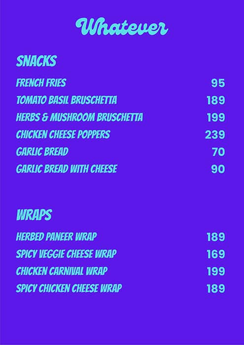Menu of Whatever, Karampura, New Delhi