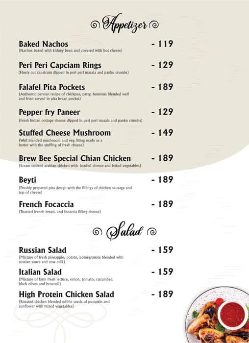 Menu of Brew Bee Cafe, Saravanampatty, Coimbatore