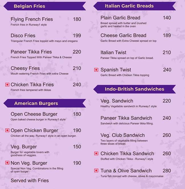Menu of Flight Of Dreams, Sector 66, Gurgaon