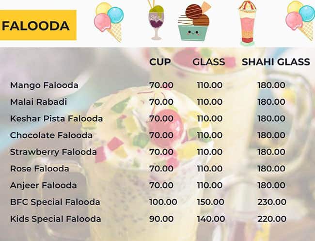 Menu of Shahi Falooda, Mahalunge, Pune