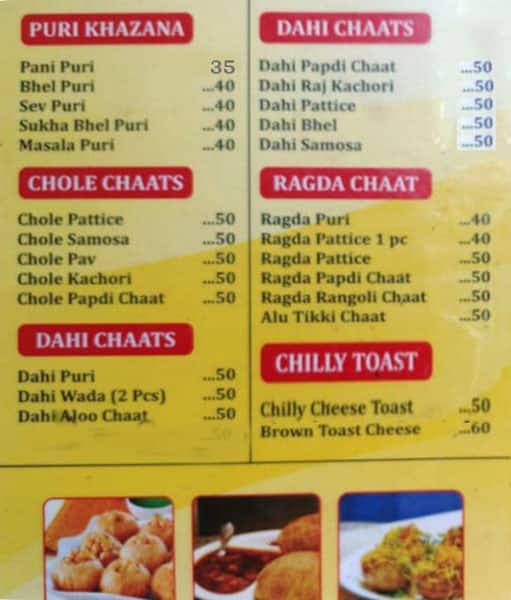 Menu at Shiv Shankar Chat Bhandar, Mumbai, Y/7, Skyway Building