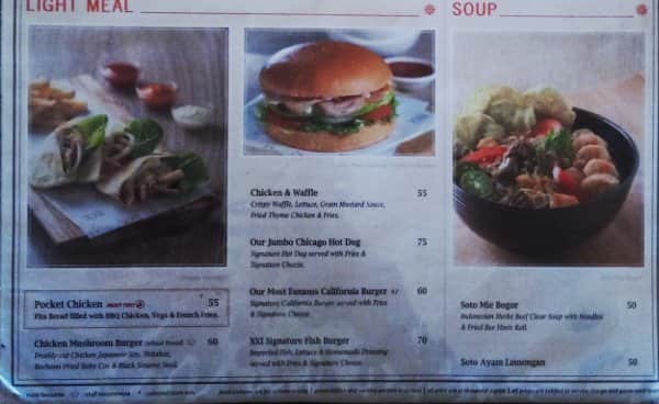 Menu at XXI Lounge - Djakarta Theater cafe, Jakarta