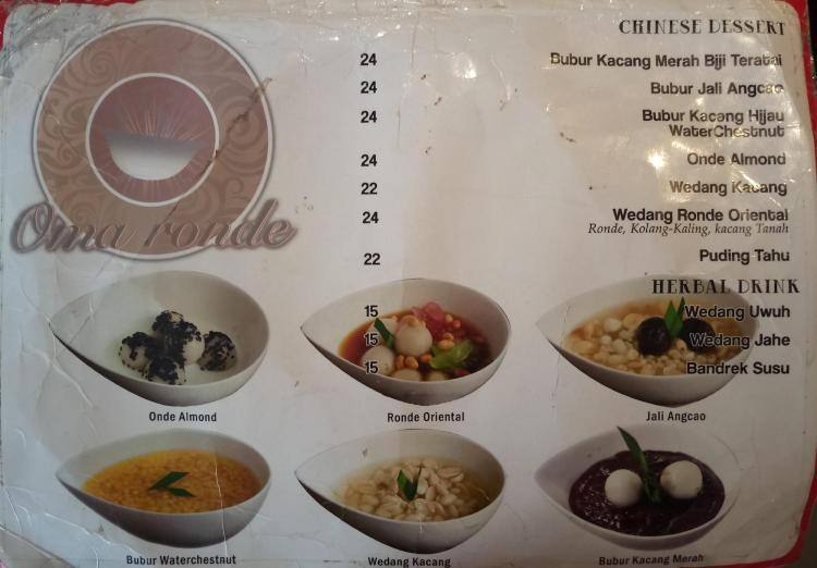 Menu at Oma Ronde cafe, South Tangerang, Mall Bintaro Xchange Pondok Aren