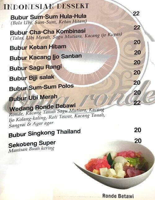 Menu at Oma Ronde cafe, South Tangerang, Mall Bintaro Xchange Pondok Aren