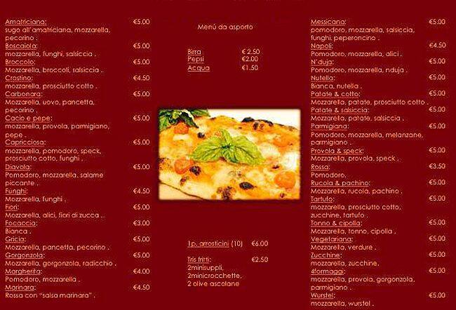 Menu da La Pinsa De Li Dei pizzeria, Roma