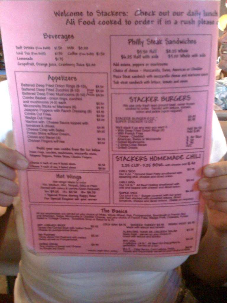 Menu at Stackers Restaurant, Phoenix