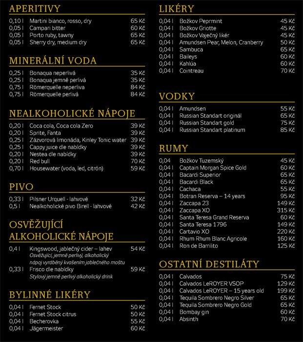 Carta de Trick Bar, Praga, Malostranske Namesti