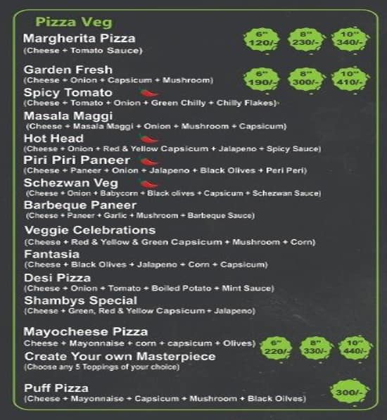 Menu at Shamby's Pizza Cafe, Ambernath