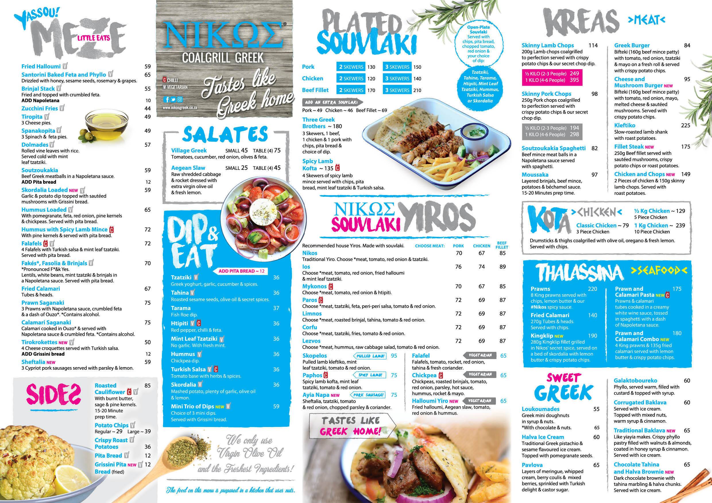 Speisekarte von Nicos restaurant, Ballito