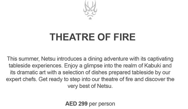 Menu of Netsu - Mandarin Oriental Jumeirah, Jumeirah 1, Dubai