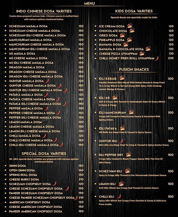 Menu at MR. IDLI, Jalandhar